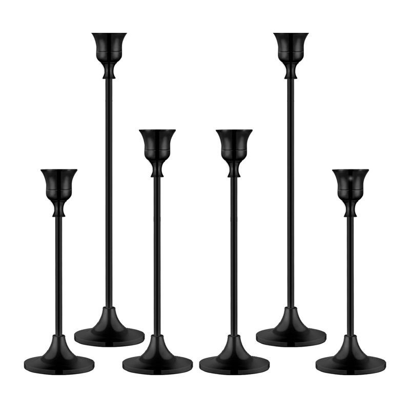 17 Stories Black Taper Metal Candlestick Holders - Vintage Candelabra Candle Holder | Wayfair